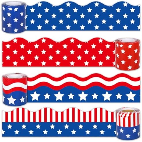 Amazon.com: Whaline 131.2Ft Patriotic Bulletin Board Border Red Blue ...