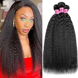 Amazon.com : Kinky Straight Bundles Human Hair 20 22 24 Inch Brazilian Virgin Yaki Straight ...