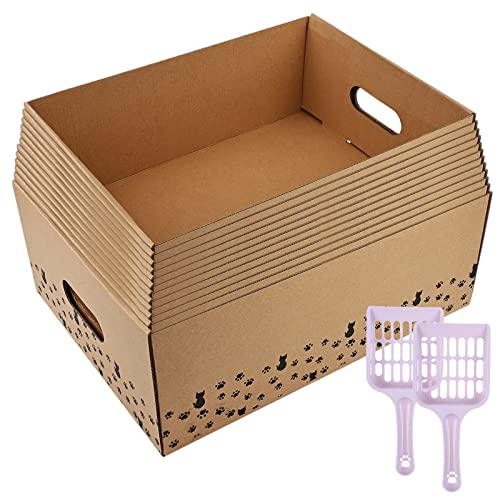 12 Packs Disposable Litter Box Quick and Easy Disposal Cardboard Cat ...
