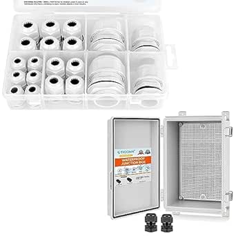 TICONN Waterproof Electrical Junction Box IP67(Off-White, 10.2"x6.3"x3 ...