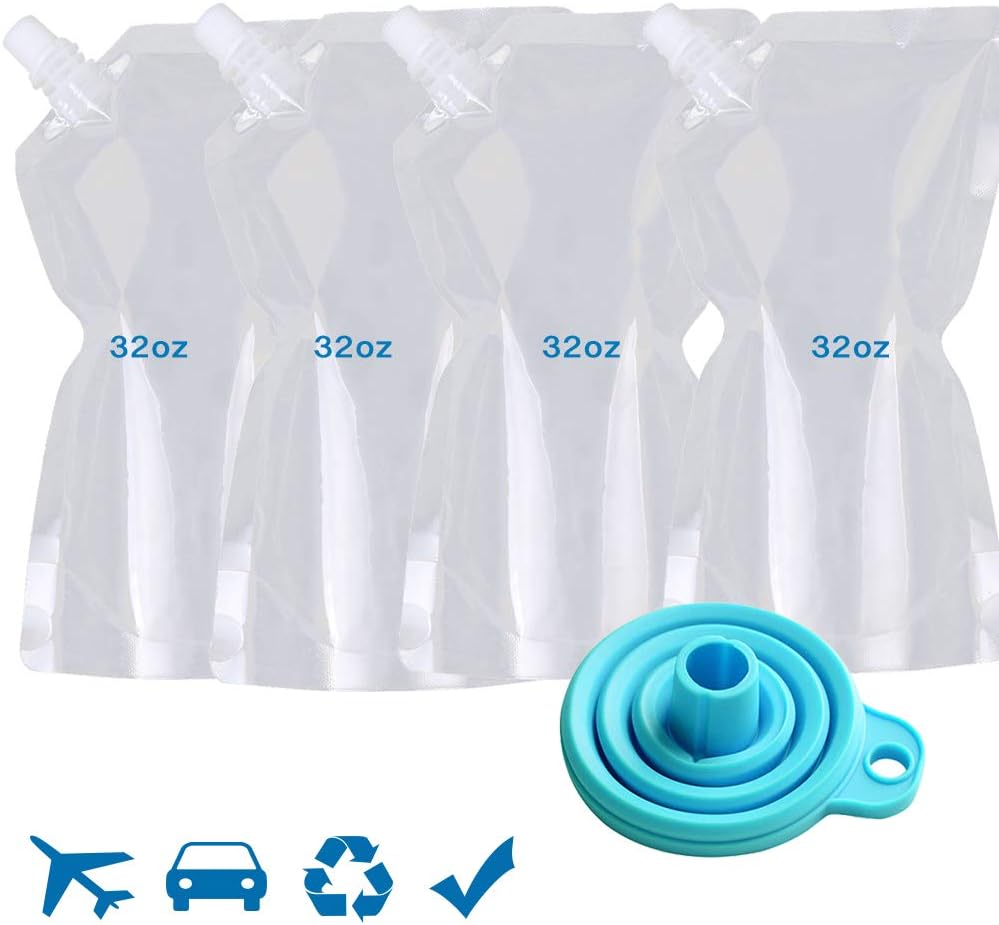 Amazon.com | Dawnzen 4 x 32oz Discreet Plastic Flask Kit Liquor Bag to ...