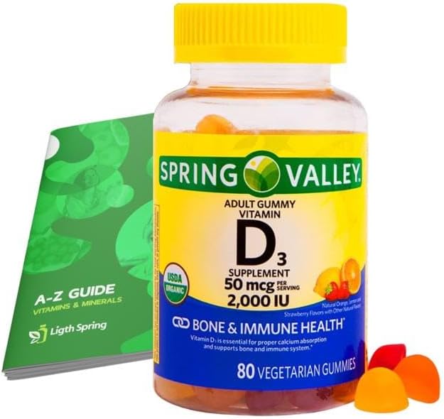 Amazon.com: Spring Valley Vitamin D3 Gummy, 2000 IU, 80 Ct + Vitamins ...