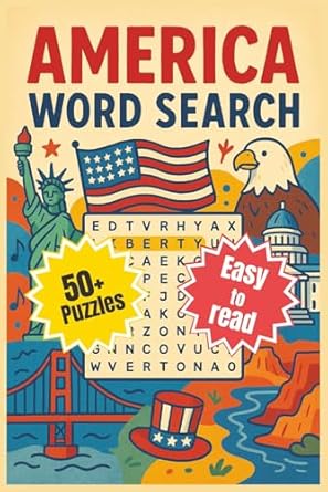 America Word Search Puzzle Book: Word Searches with Easy to Read Print ...