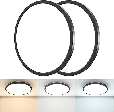 2 Pack LED Flush Mount Ceiling Light Fixture, 9 Inch Modern Black LED ...
