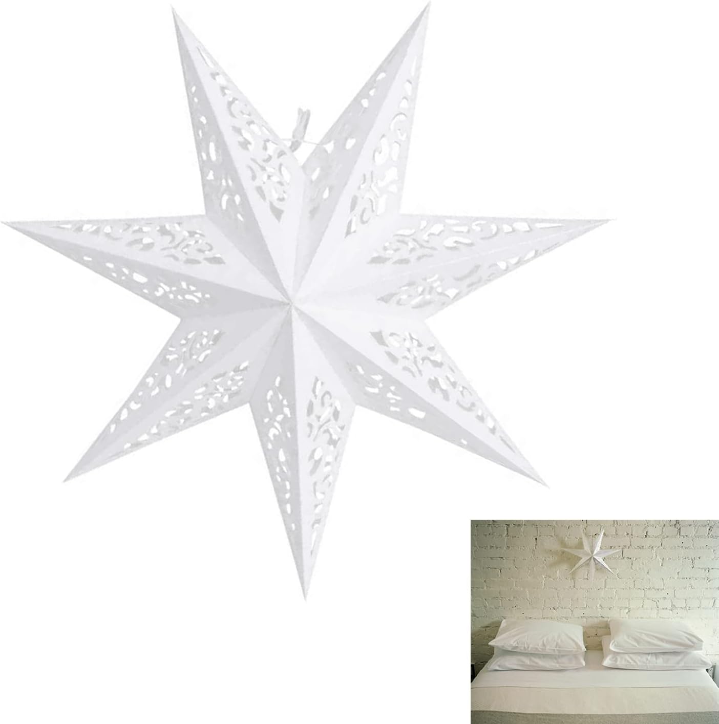 Paper Star Lantern - White Star Lampshade for Wedding, Christmas ...