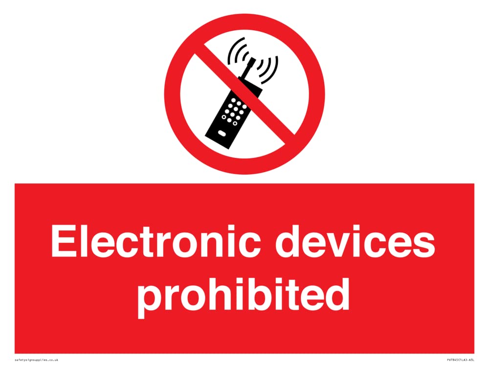 Electronic devices prohibited Sign – 400x300mm – A3L – BigaMart