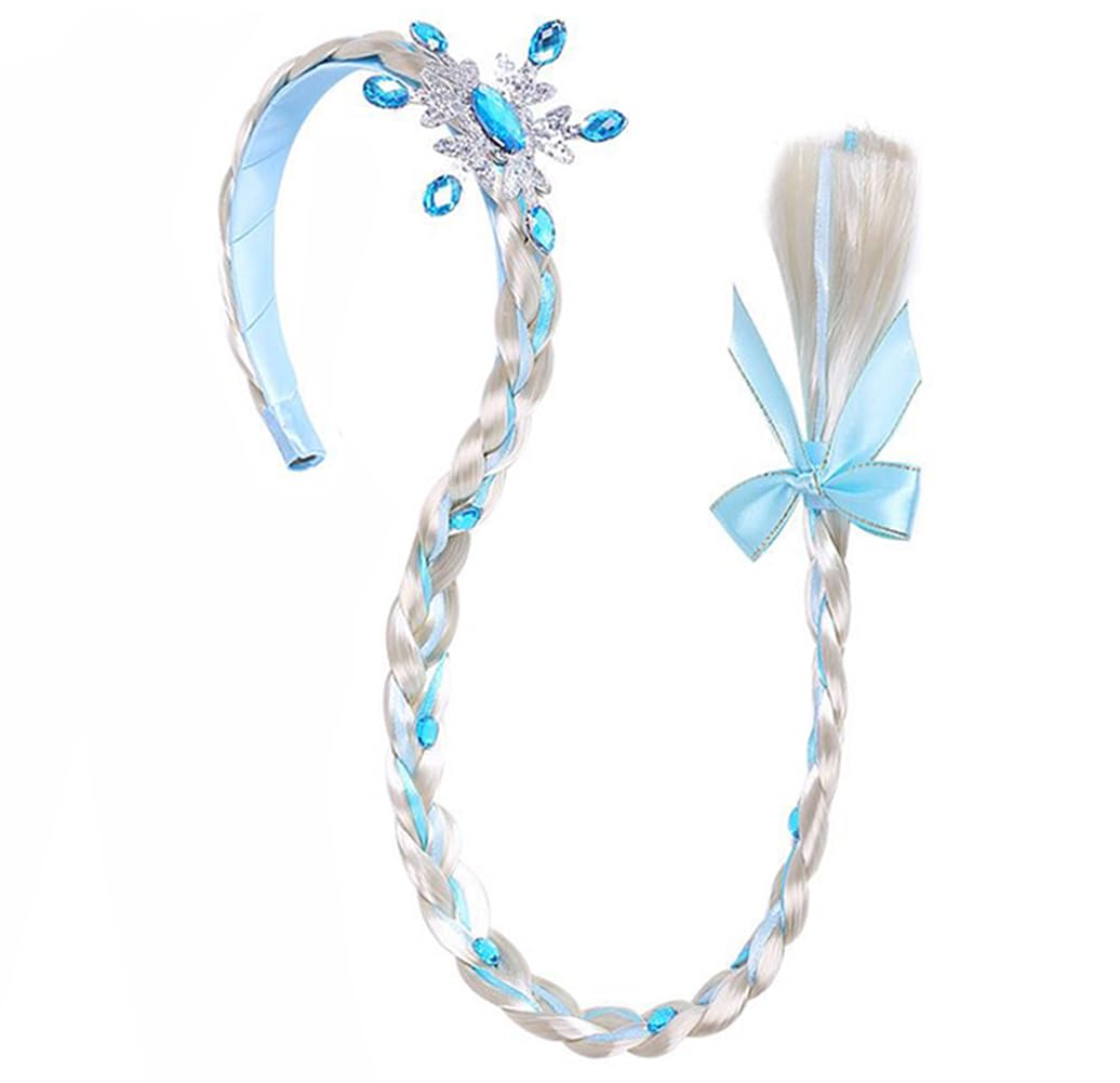 Amazon.com: Yosbabe Long Braided Wig Princess Hairpiece Elsa Wig Elsa ...