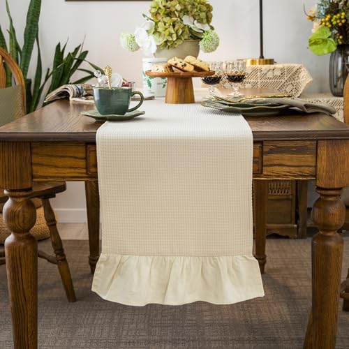 Amazon.com: Bencailor 6 Pcs Vintage Table Runners with Ruffle Trim, 72 ...