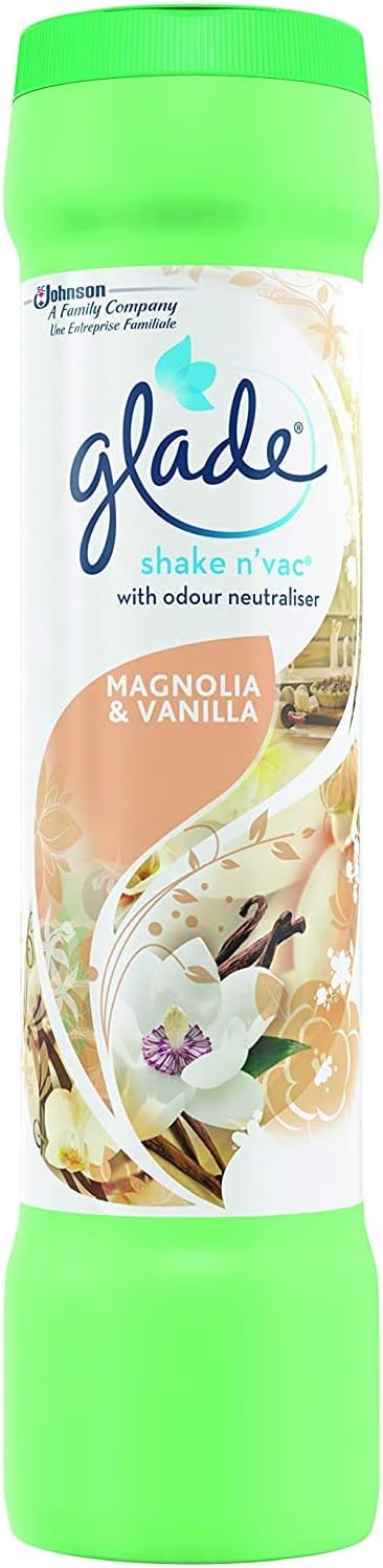 GLADE 6 x Shake 'N' Vac Carpet Freshener 500g Magnolia & Vanilla ...