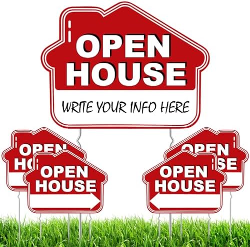 Amazon.com : Large OPEN HOUSE Sign Kit with Tall Stands - Yard Sign ...