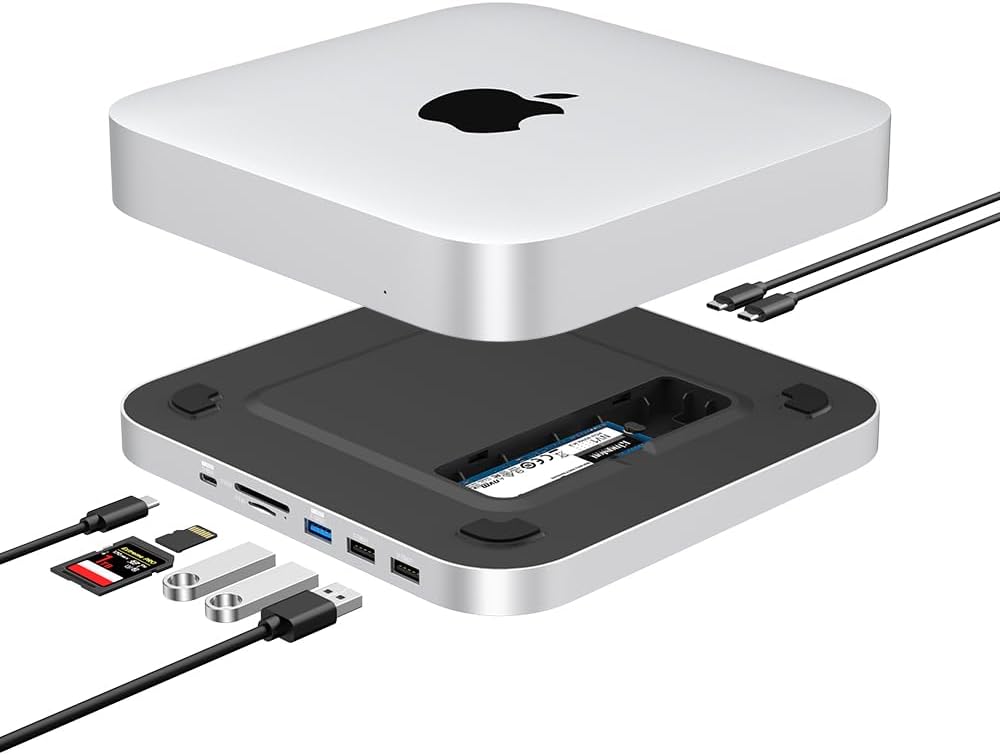 Amazon.co.jp: GEWOKLIY Mac mini Hub、M2 NVMeエンクロージャ付きMacミニドック NVME/SATA M.2 SSD、USB C 10Gbps USB ...