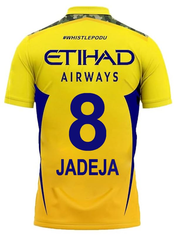 Chennai Jadeja 8 Jersey 2024 (Kid's, Boy's & Men's)(14-15Years ...