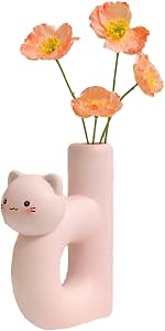 Amazon.com: MSUIINT Cat Shaped Ceramic Vase, Dried Flower Vase, Cat ...