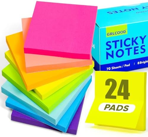 Amazon.com : 12 Pack Sticky Notes, 3x3 Inch Colorful Sticky Note, 50 ...