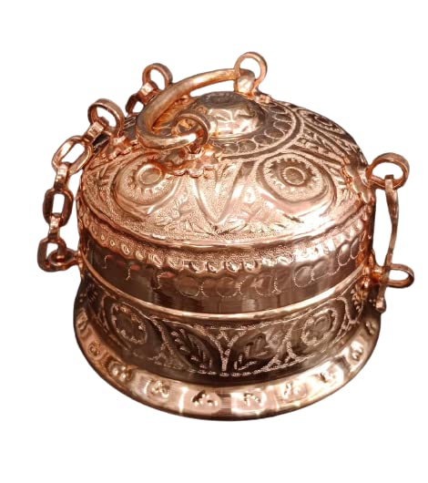 Brown Copper Round Antique Paan Daan/Jewellery Box : Amazon.in: Jewellery
