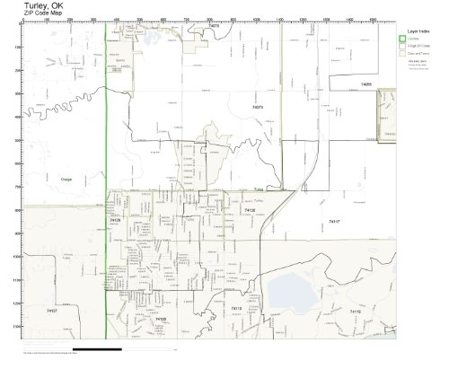 Amazon.com : ZIP Code Wall Map of Turley, OK ZIP Code Map Laminated ...