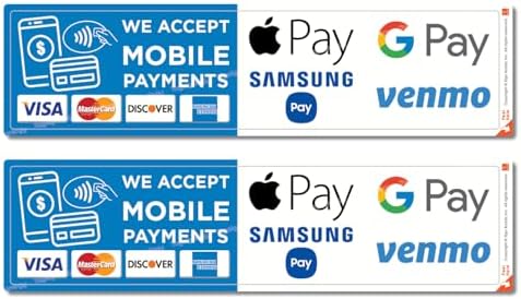Amazon.com: Waterproof Payment Sign Stickers - Accept Credit Card, Mobile & Contactless Pay ...
