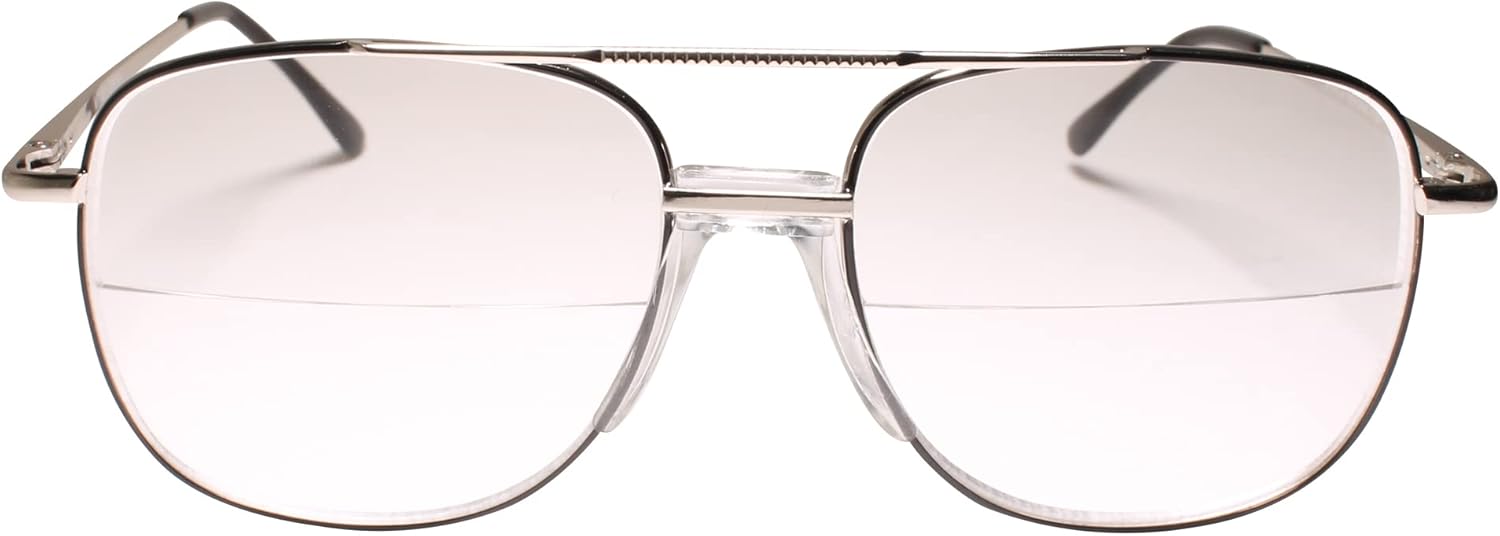 Amazon.com: Old School SIlver Metal Square Frame Bifocal 2.75 Reading ...