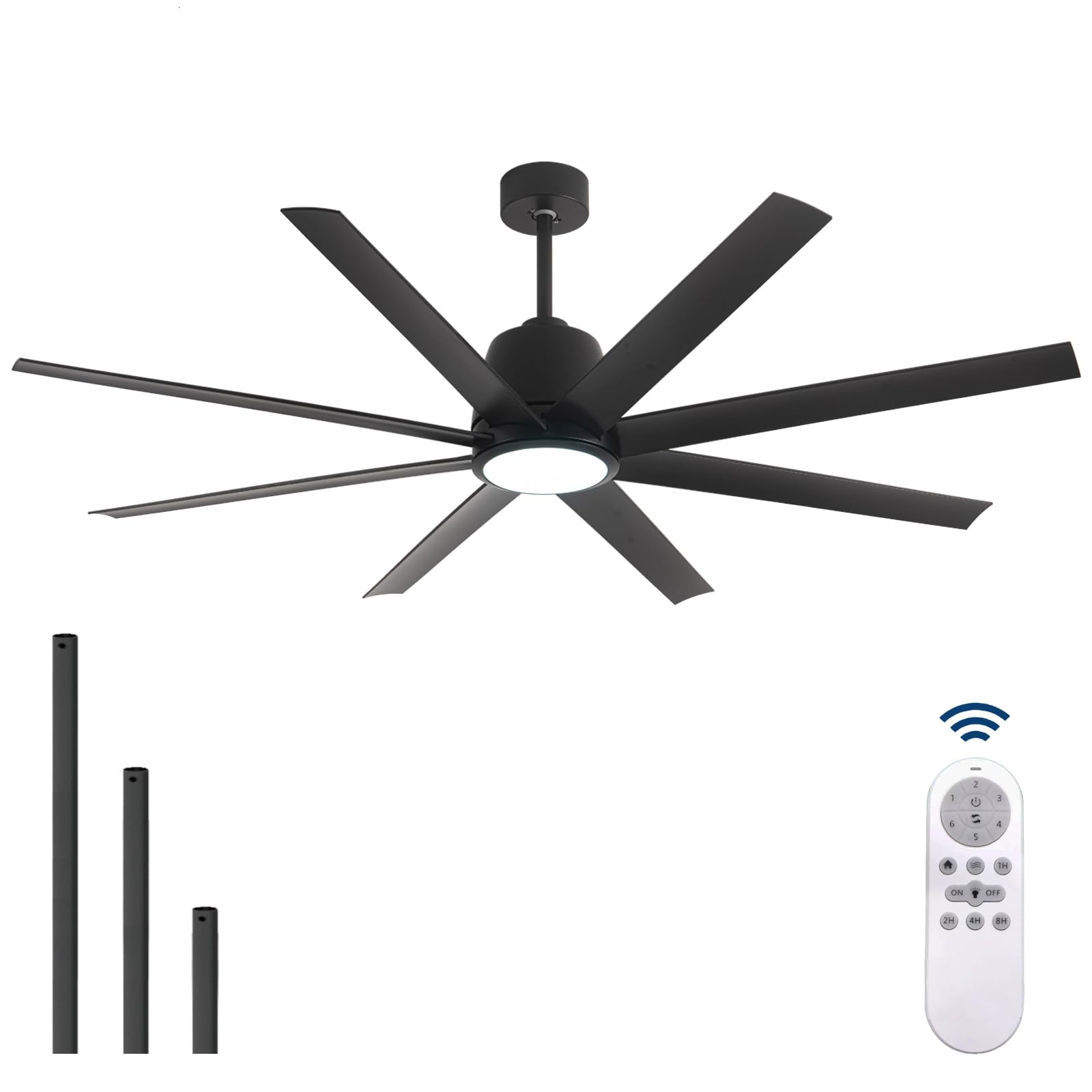 Amazon.com: UOJ Black 65'' Ceiling Fan with Light Remote, 65 Inch ...