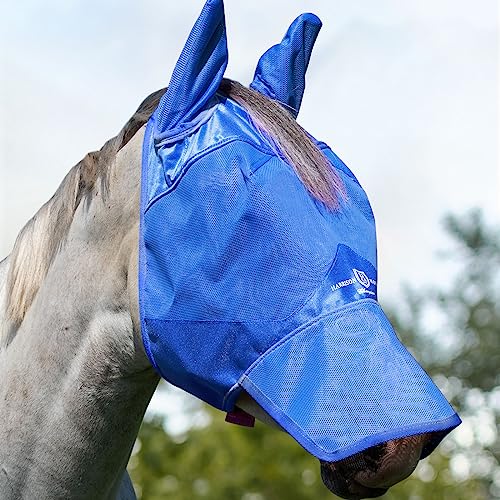 Harrison Howard Horse Fly Mask Long Nose with Ears Signature Blue Horse ...