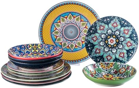 Amazon.com | DOWAN Ceramic Dinnerware Set, Service for 4, 16-Piece Dish ...