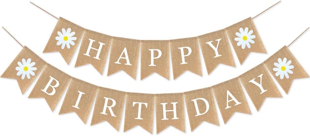 Amazon.com: Daisy Happy Birthday Banner - Daisy Theme Birthday ...