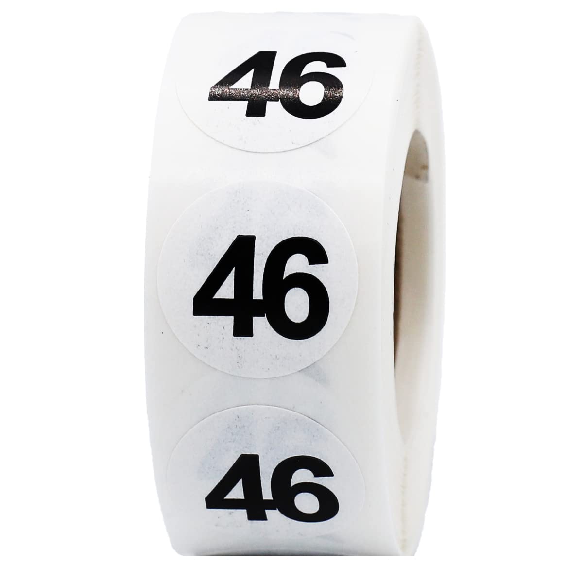 White with Black Number 46 Circle Dot Stickers, 3/4 Inch Round, 500 ...