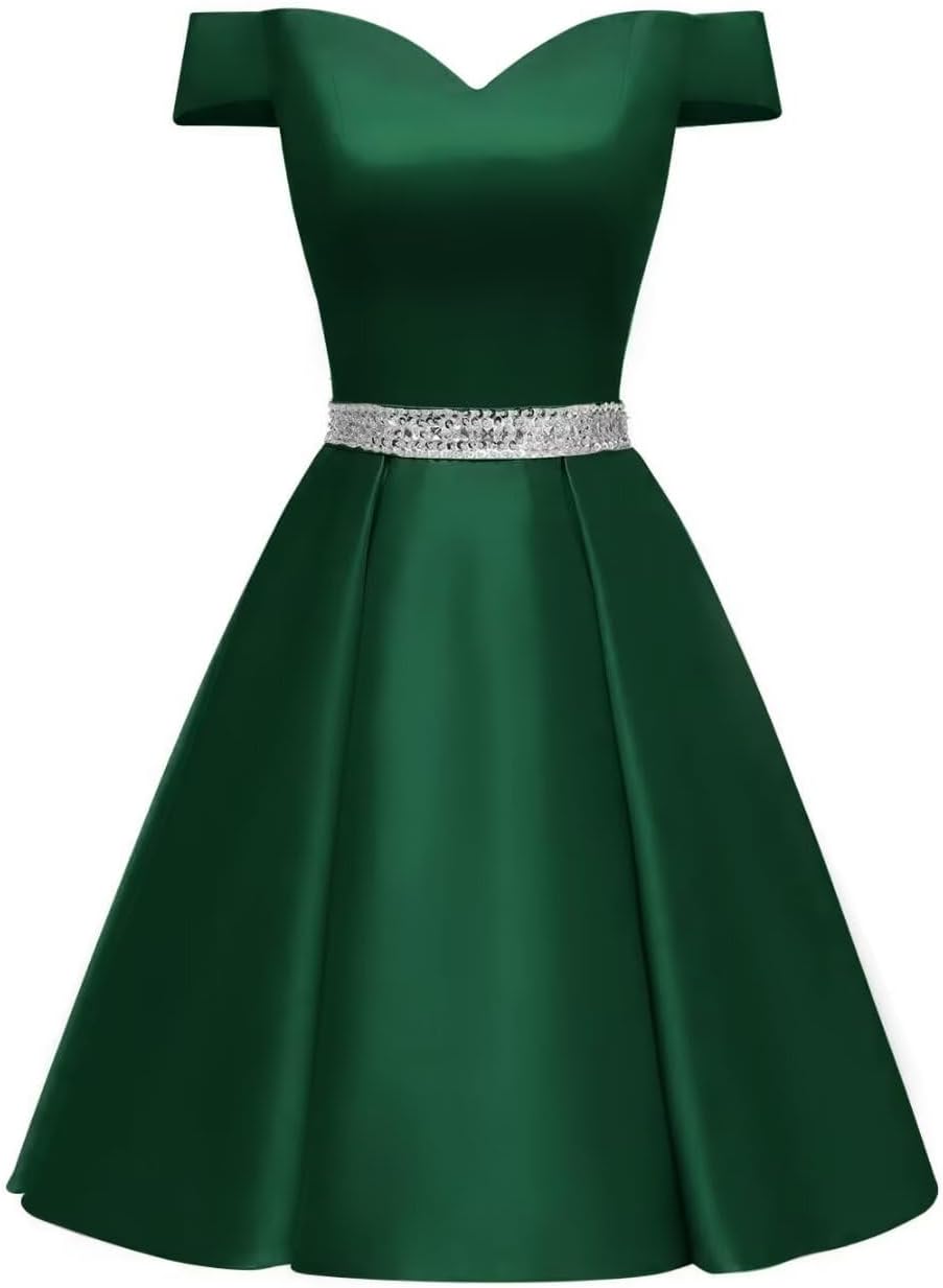 Changuan Off Shoulder Satin Prom Dress 2024 Short Homecoming Dresses ...