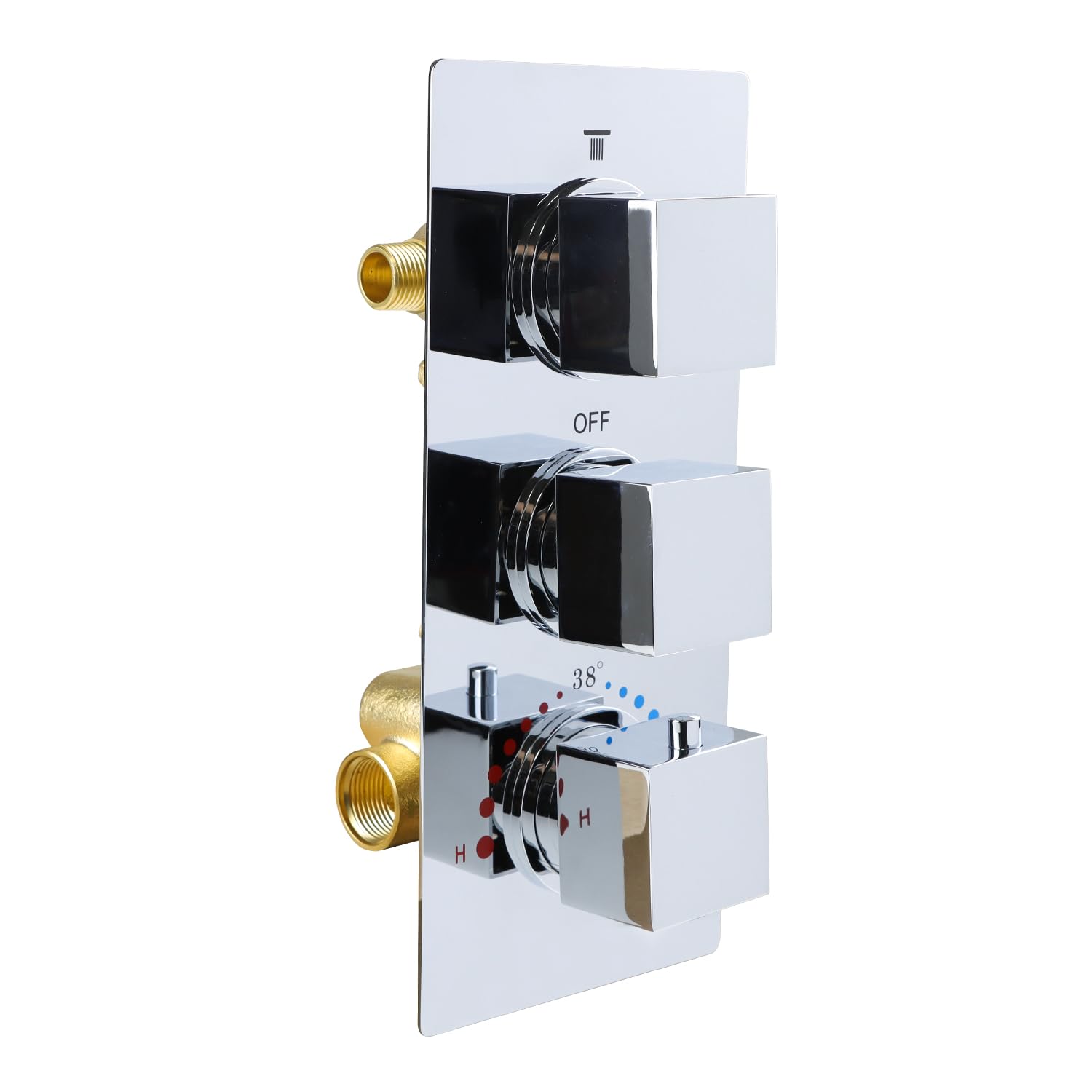 HOMEDEC Brass 3 Way Shower Diverter Valve, Thermostatic 3 Handle ...