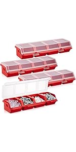 Hushee 4 Pcs 6 Pack Screw Organizer Box with Lid 4 Compartments Tool ...