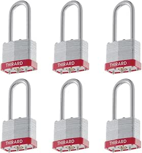 Set of 6 Laminated Heavy Duty Padlocks Keyed Alike，Key Lock of 1-9/16 ...