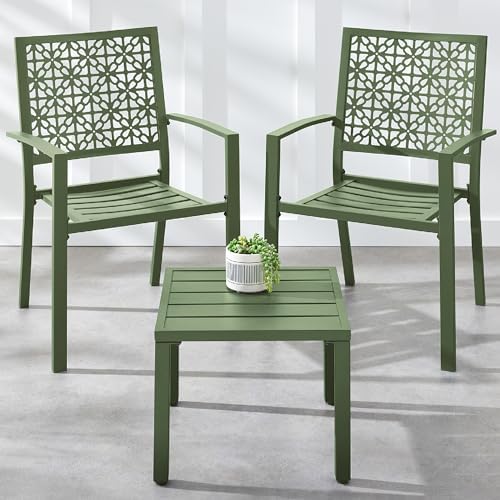 Amazon.com: SERWALL 3 Piece Rocking Bistro Set, HDPE Outdoor Patio ...