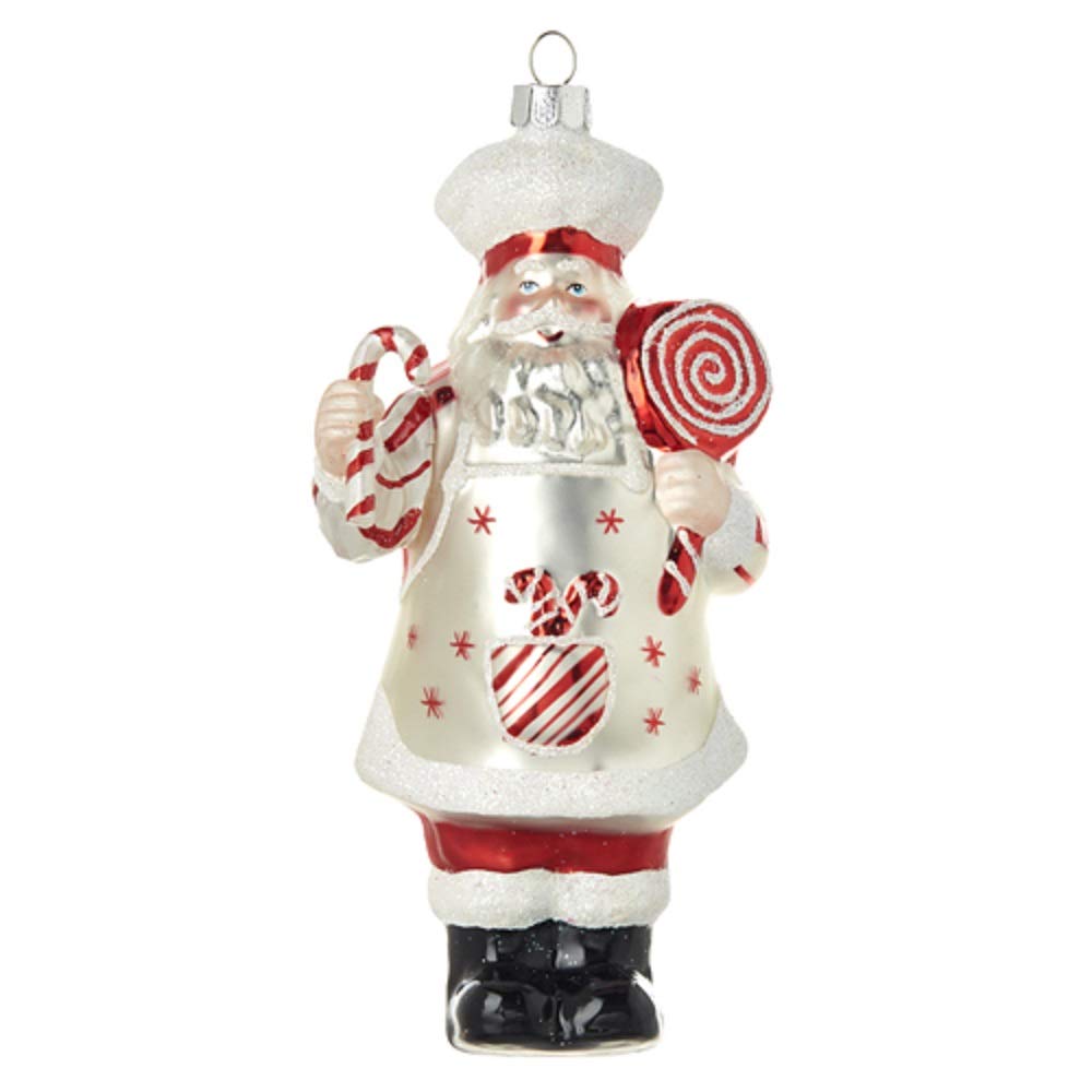 Amazon.com: Raz 4152883 Peppermint Santa Ornament, 6.5-inch Height ...