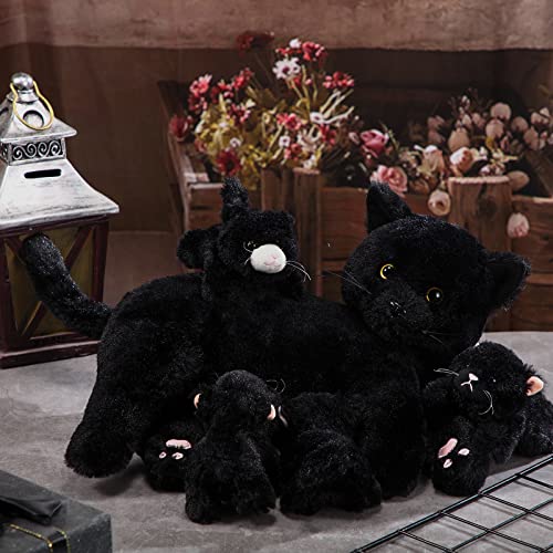 Skylety Nurturing Cat Stuffed Animal with 4 Plush Kittens, Cats Baby ...