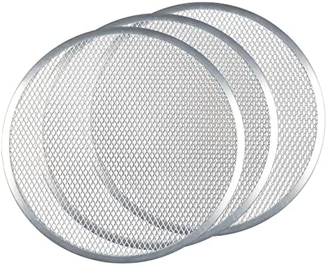 YOUNTHYE 3-Piece 13-Inch Aluminium Pizza Trays, Non-Stick Mesh Pizza ...