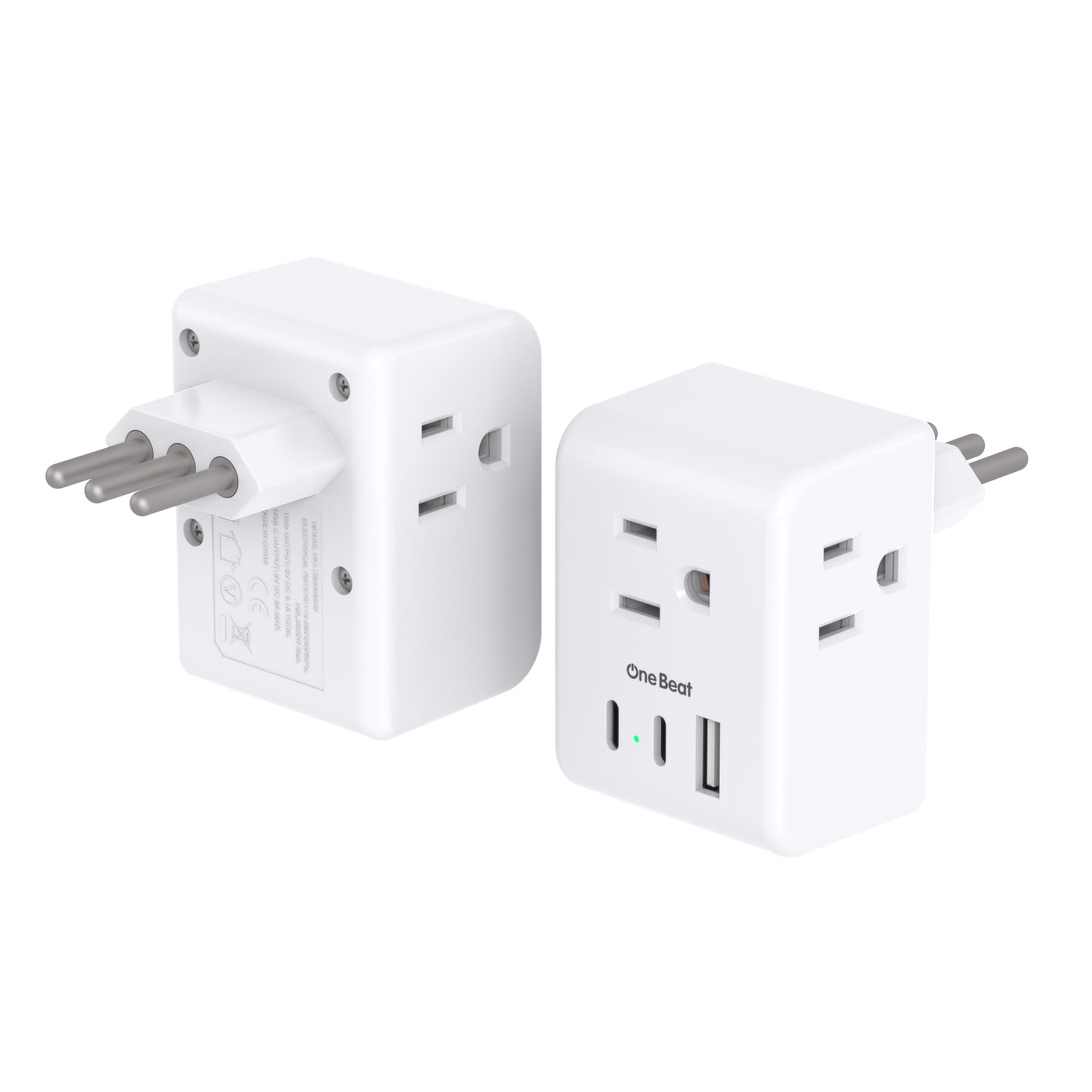 2 Pack Italy Travel Plug Adapter, Type L Italy Power Adapter with 3 ...