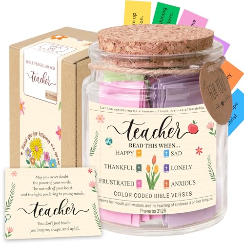 Amazon.com: Bible Verse Jar for Teacher – 92 Color-Coded Scriptures ...