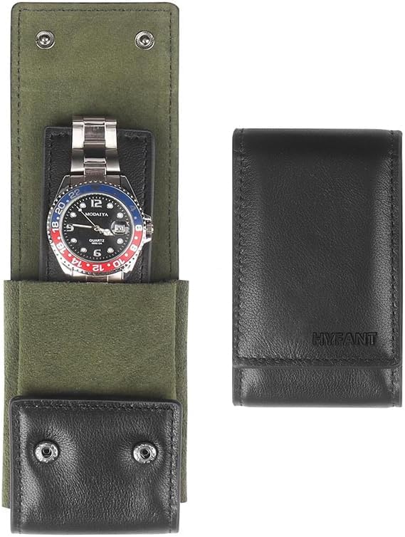 Amazon.com: Hyfant Leather Watch Pouch Watch Travel Cases with Suede ...