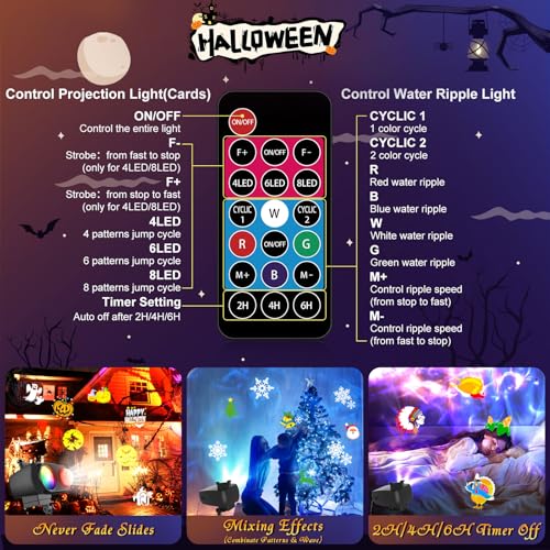 2025 Upgraded Halloween Projector Lights Christmas Outdoor Decor 10hd