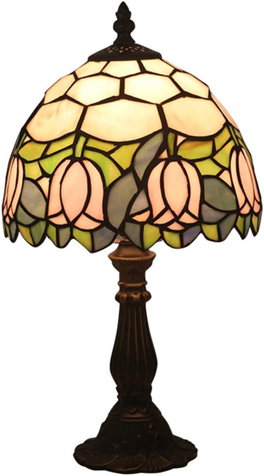 Tiffany Style Mini Accent Lamp Yellow Green Pink Floral Tulip Flower ...