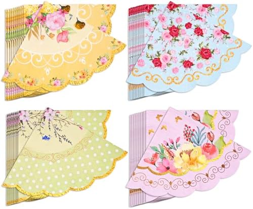 Amazon.com: Dandat Floral Tea Party Napkins 3 Ply Disposable Vintage ...