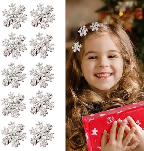 Amazon.com : Vogueknock Snowflake Hair Clips Xmas Holiday Sparkly ...