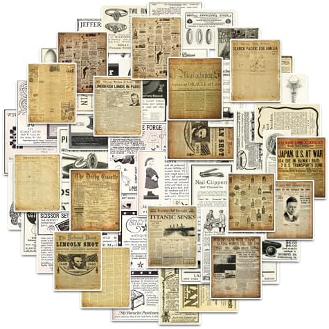 Amazon.com: Bomichi Vintage Stickers for Scrapbooking, Retro Newspaper ...