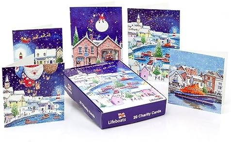 Pack Of 20 RNLI Charity Christmas Cards | Box Of 20 Lifeboats & Santa ...