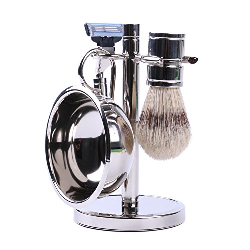Stainless Steel Shaving Set for Men - Bowl, Brush, and Stand by Science ...