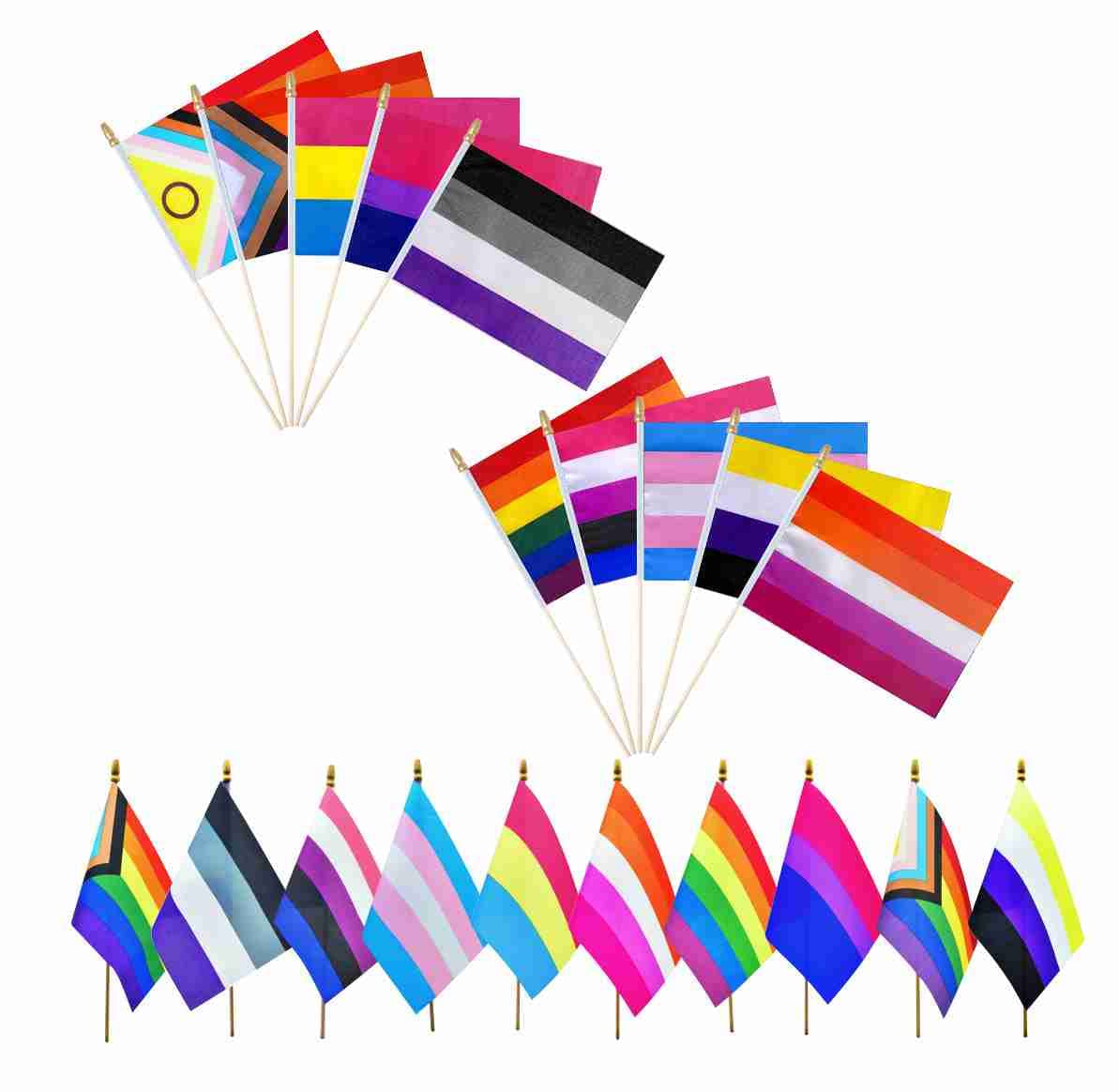 XCFH Pride Rainbow Small Stick Flag All Mini Hand Held LGBTQ Flags,20 ...
