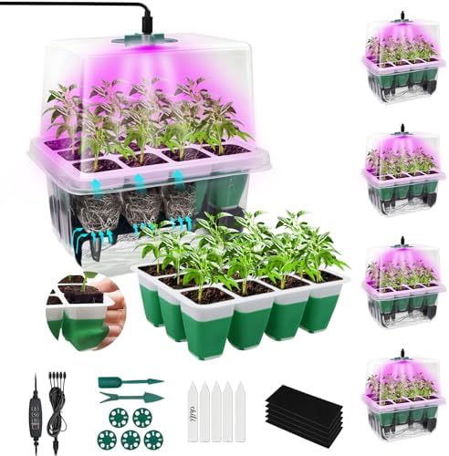 Amazon.com : MQUPIN Self Watering Seed Starter Tray with Grow Light,6 ...