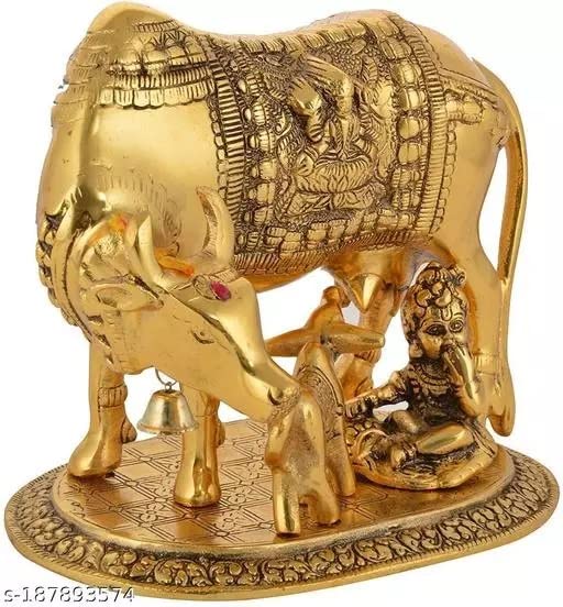 Buy PRANCHI Metals|Cow and Calf with Little Krishna| Gold 15 Cm| Online ...