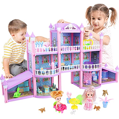 Mademoiselle Pink Dollhouse with Furniture Play Set - Educational Toys ...