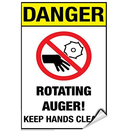 Evelyndavid Danger Rotating Auger Keep Hands Clear Hazard Sign Label ...